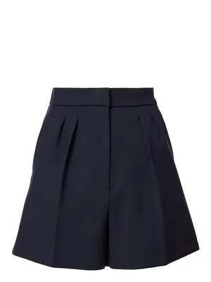 Max Mara Zic High-rise Wool-blend Canvas Shorts - Blue