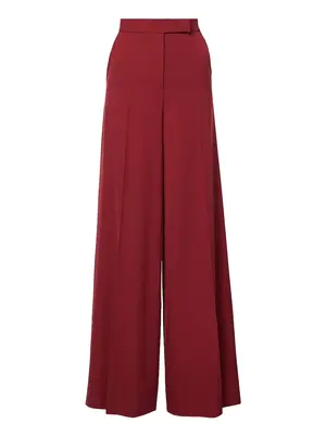 Max Mara Ninfa Virgin Wool Gabardine Palazzo Pants - Red