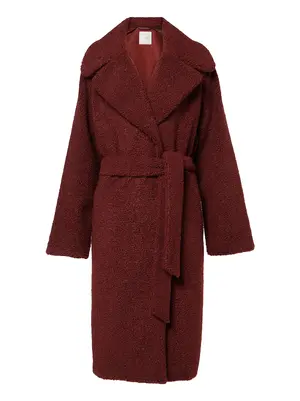 Varley Vermont Faux Shearling Wrap Coat - Burgundy