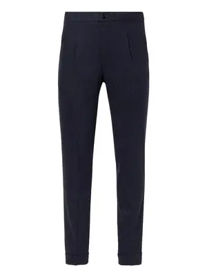Thom Sweeney Wool Straight Leg Pants - Blue