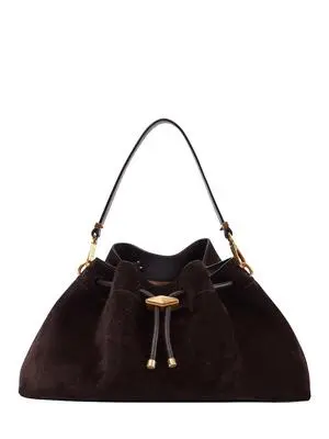 JIMMY CHOO Bon Bon Small Suede Bucket Bag - Brown