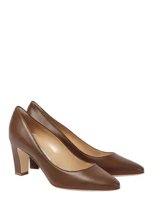 Manolo Blahnik Sikotto 70 Leather Pumps - Brown