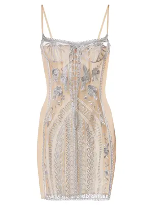 Attico Embroidered Minidress - Silver