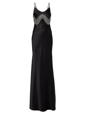 David Koma Embellished Satin Gown - Black