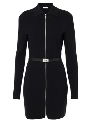 FERRAGAMO Zip-up Belted Shirt Dress - Black