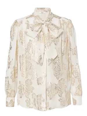 Chloé Floral Fil Coupé Silk-blend Lamé Blouse - White
