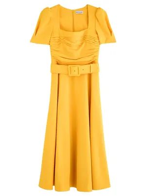 Rebecca Vallance Leona Belted Midi Dress - Yellow