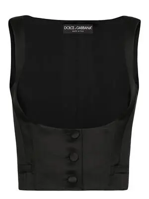 Dolce & Gabbana Single-breasted Silk Duchesse Tuxedo Vest - Black