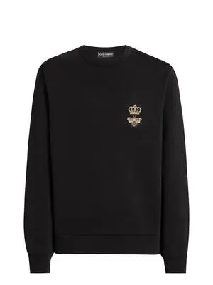 Dolce & Gabbana Cotton Jersey Sweatshirt With Embroidery - Black