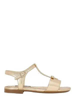 Dolce & Gabbana Foiled Leather Sandals - Gold
