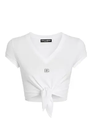 Dolce & Gabbana Jersey T-shirt With Knot Detail - White