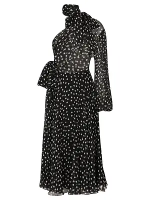 DOLCE & GABBANA Dolce & Gabbana Asymmetrical Polka-Dot Silk Chiffon Dress