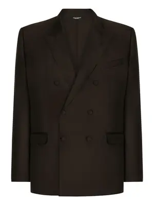 Dolce & Gabbana Silk Taormina-fit Double-breasted Jacket - Brown