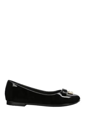 Dolce & Gabbana Patent Leather Ballet Flats With Metal Dg Logo - Black