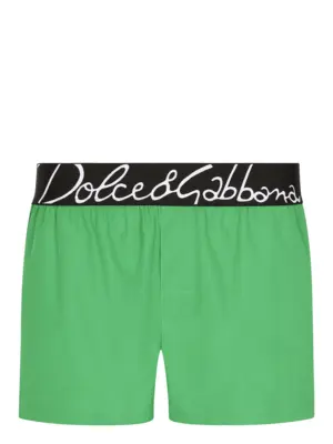 Dolce & Gabbana Short Swim Trunks With Logo - Green