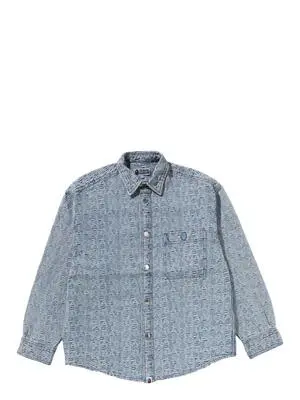 A BATHING APE Lux Sport Pattern Jacquard 10oz Denim Shirt - Light Indigo