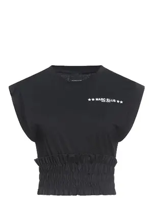 MARC ELLIS Cotton Top With Logo Detail - Black