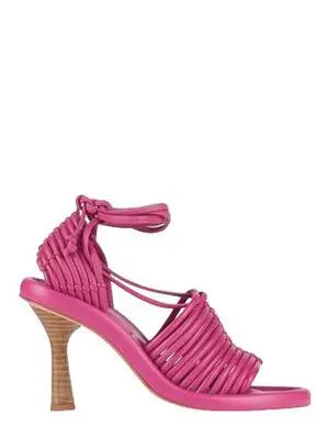 PALOMA BARCELO Leather Sandals With Tie Fastening - Fuchsia