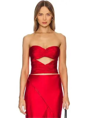 Alejandra Alonso Rojas Cut Out Bustier Top - Red