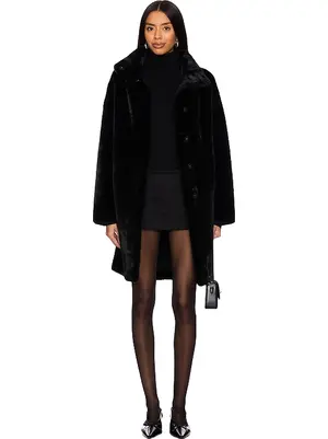 Apparis Blair Mid-length Faux Fur Coat - Noir