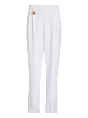 Moschino Embellished Pleated Crepe Pants - White