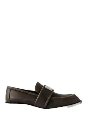 Acne Studios Embellished Washed-leather Loafers - Brown