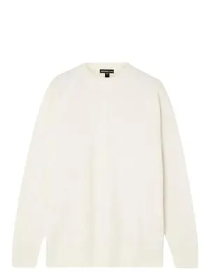 JAMES PERSE Waffle-knit Cotton And Cashmere-blend Top - Cream