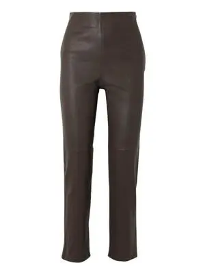 RÓHE Leather Slim-leg Trousers - Brown