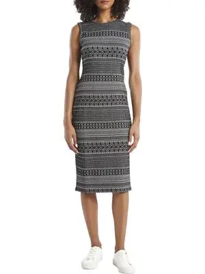 CAPSULE 121 Capsule 121 Printed Sheath Dress Black With Ivory
