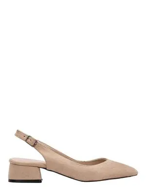 FOREVER & ALWAYS SHOES Emma Slingback Flat Heels - Beige
