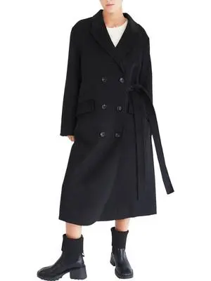 BELLE & BLOOM Belle & Bloom Side-Tie Wool-Blend Coat Black