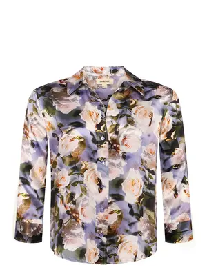 L'Agence Dani Floral Silk Blouse - Multi Distrssed Floral