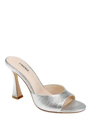 L'Agence Avery High Heel Slide Sandals - Silver Lizard