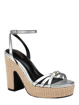 L'Agence Genevra Platform Sandals - Silver Leather