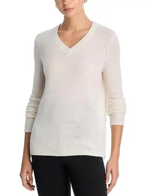 Bloomingdale'S C Exclusive V-neck Cashmere Sweater - Ivory
