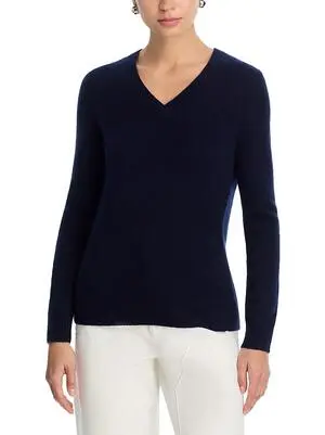 Bloomingdale'S C Exclusive V-neck Cashmere Sweater - Navy