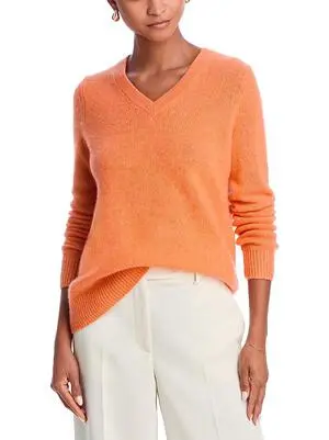 Bloomingdale'S C Exclusive V-neck Cashmere Sweater - Orange Sherbert