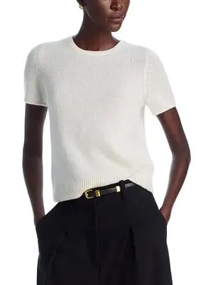 Bloomingdale'S C By Bloomingdale's Exclusive Cashmere Short Sleeve Shell Top Ivory
