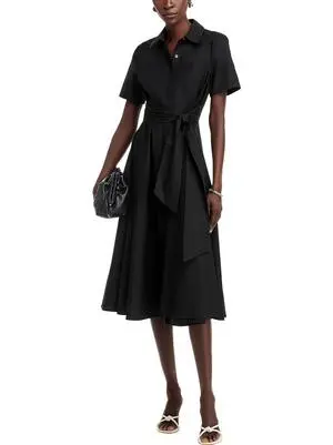TOCCIN Toccin Megan Tie Front Midi Shirt Dress Jet