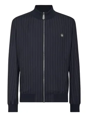 Philipp Plein Pinstriped Bomber Jacket - Blue