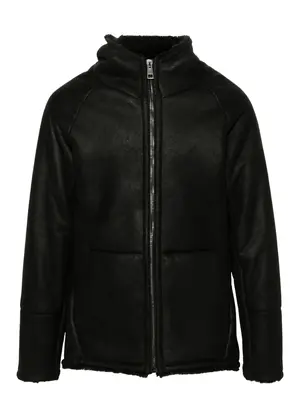 ERALDO Hooded Leather Jacket - Black