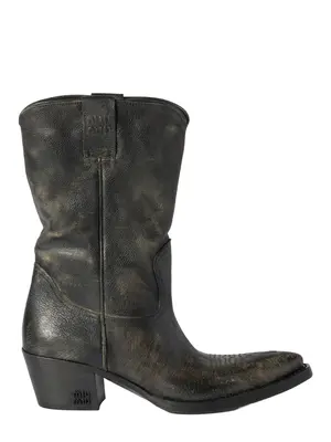 Miu Miu Leather Boots - Brown