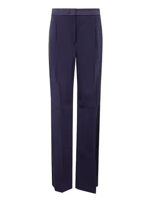 Alberta Ferretti Satin-trim Trousers - Blue