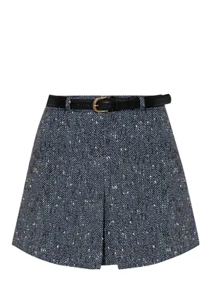 SELF-PORTRAIT Bouclé Mini Skirt - Blue