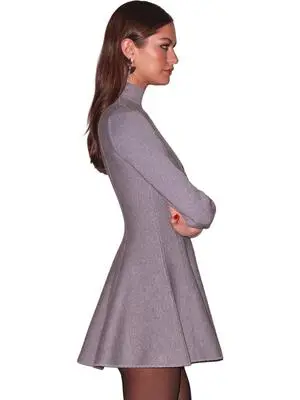 Fleur du Mal Long Sleeve Flared Corset Dress - Heather Grey