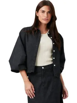 BY TESS COLLECTION Raya Denim Blouse And Skirt Set - Dark Blue