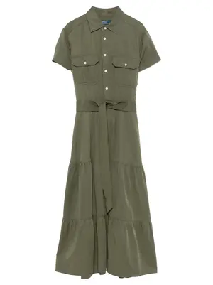 Polo Ralph Lauren Tiered Midi Shirt Dress - Green