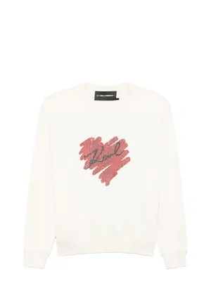 Karl Lagerfeld Crystal-logo Sweatshirt - White