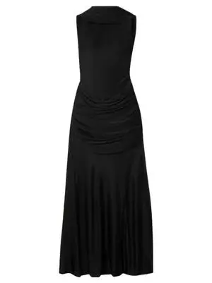 Loewe Embellished Draped Jersey Gown - Black