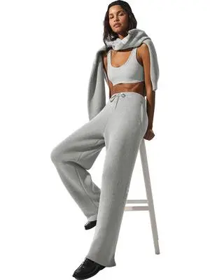 Alo Yoga Domain Rib Knit Sweatpant - Athletic Heather Grey